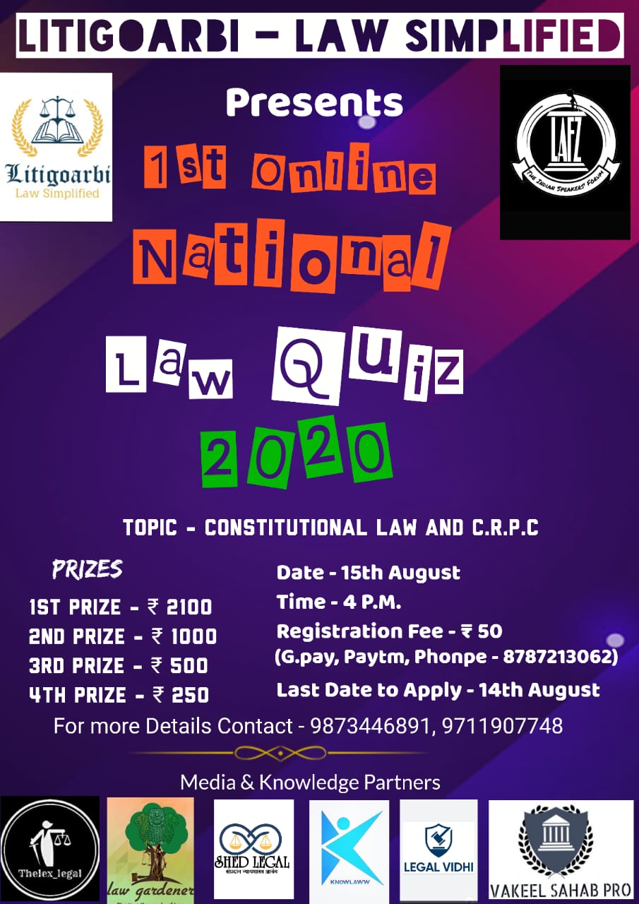 1st Online National Law Quiz Competition | Lexpeeps