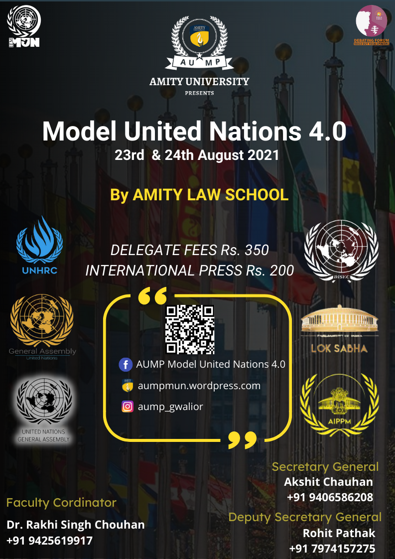 4.0 Amity University Madhya Pradesh MUN : Register Now! | Lexpeeps